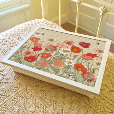 Poppies and Bees Garden Lap Tray with Cushion by TROVE