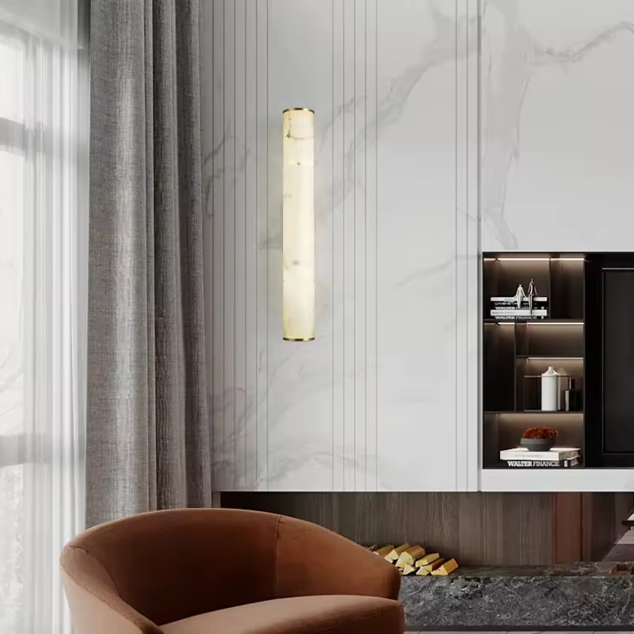 Helena Gold Marble Alabaster LED Decorative Wall Light - Zest Lighting