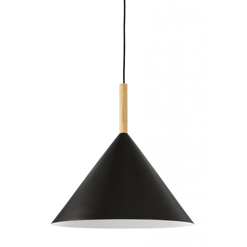 Nordic Black Wood Rod Cone Pendant Light - Zest Lighting