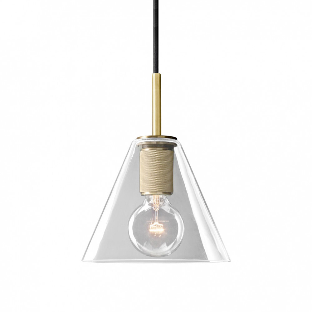 Misty Funnel Shade Clear Glass Brass Pendant Light - Zest Lighting