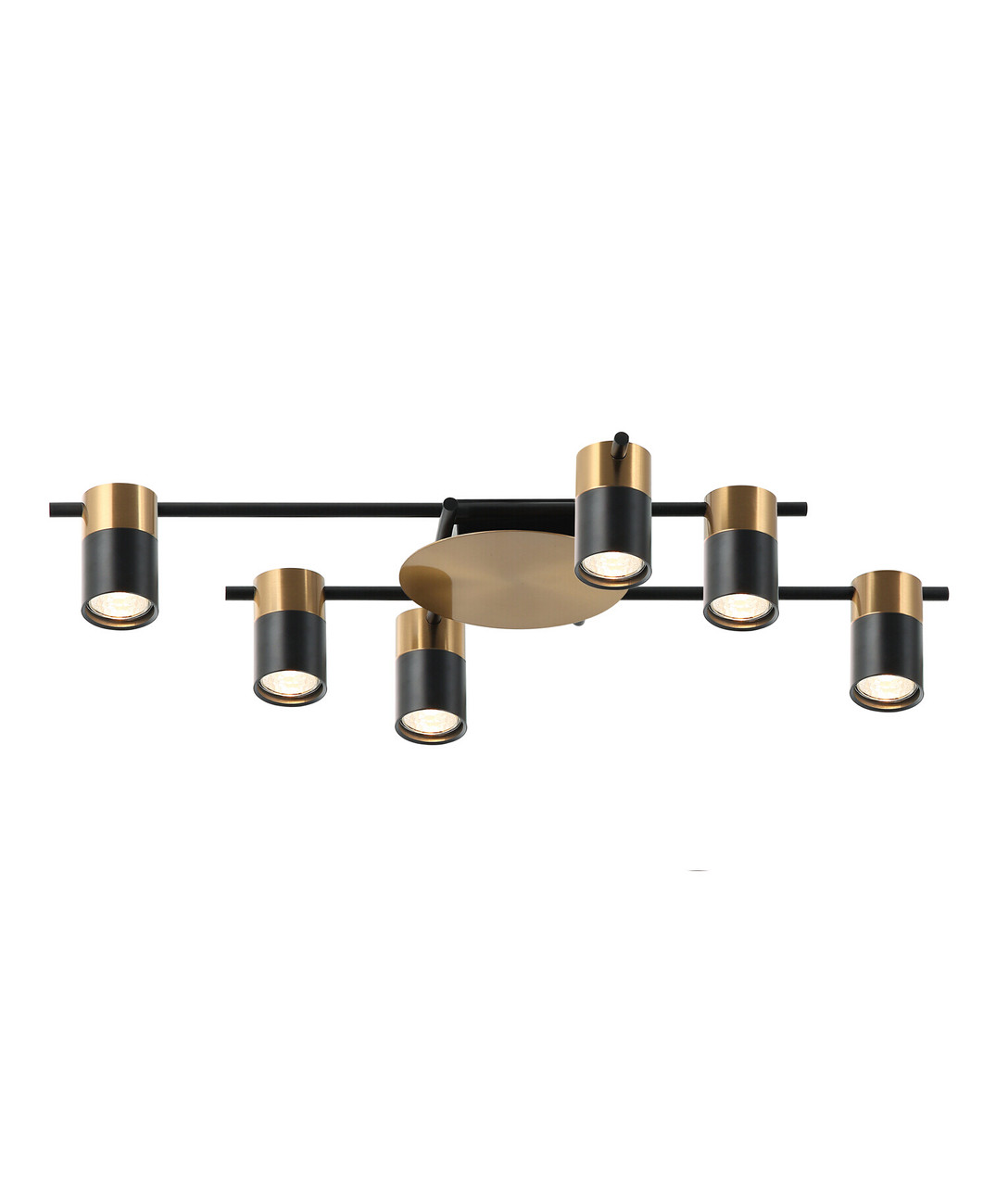 Stacy Adjustable 6 Light Brass and Black Ceiling Light - Zest Lighting