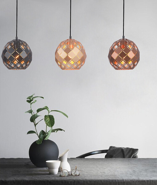 Therese Matt Black Tile Round Pendant Light - Zest Lighting