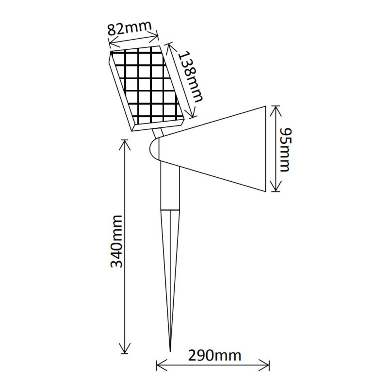 High-Output Garden Spot Light with Attached Solar Panel - Zest Lighting