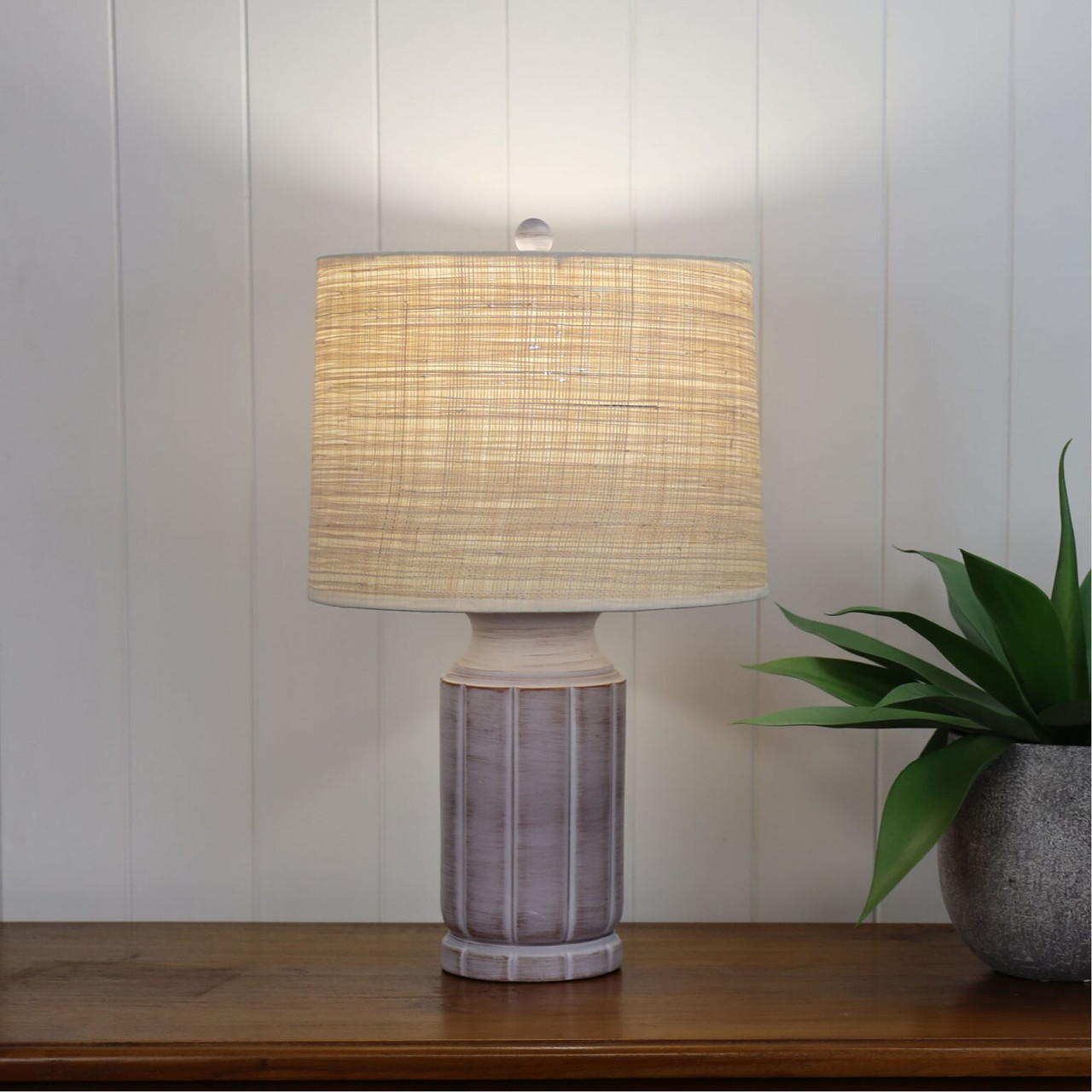 Stanley Raffia Brown Resin Table Lamp - Zest Lighting