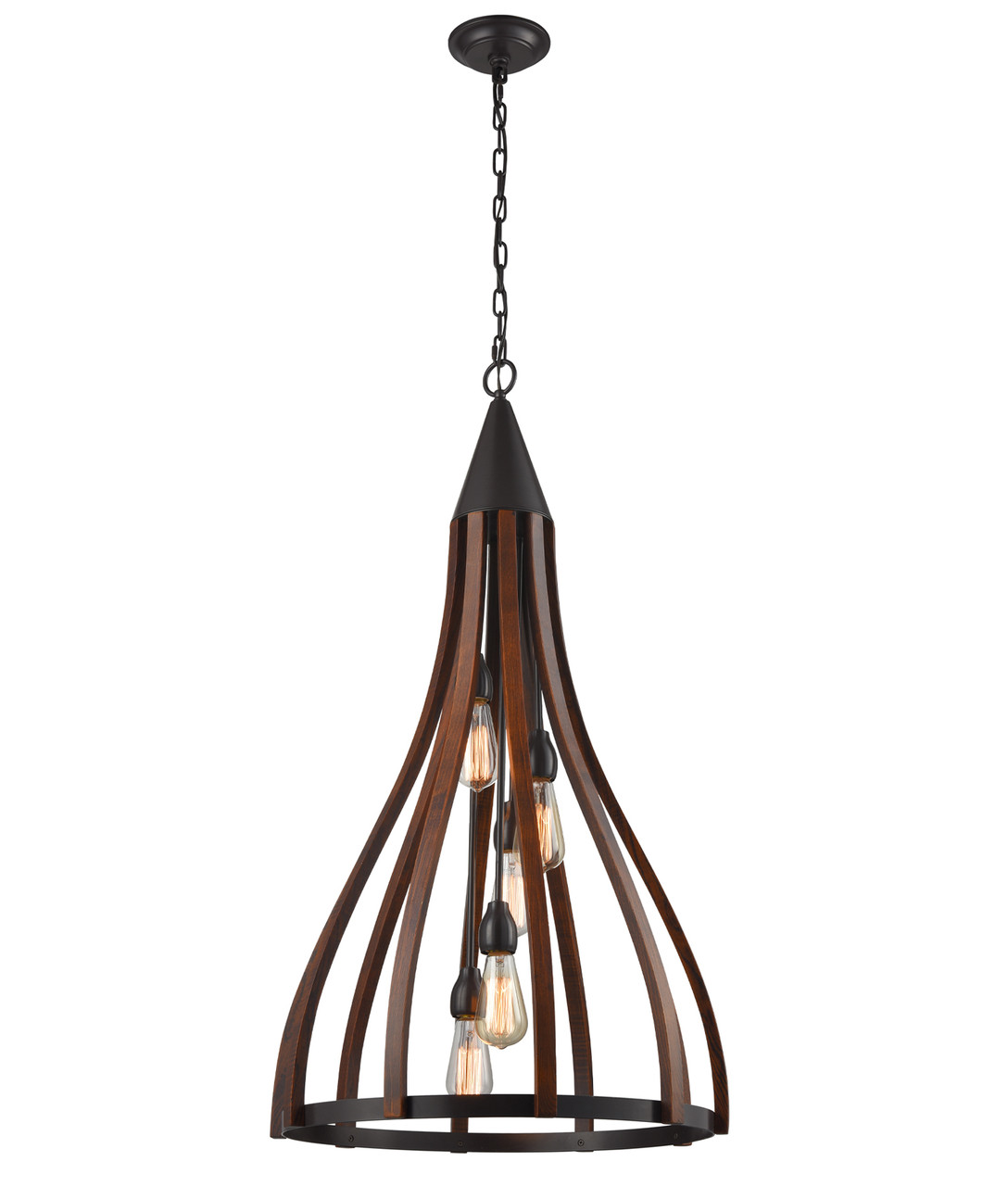 Kualoa Oak Dark Red Wood Pendant Light - Zest Lighting