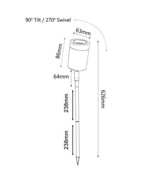 Spencer Adjustable Stainless Steel Barrel Spike Light - Zest Lighting