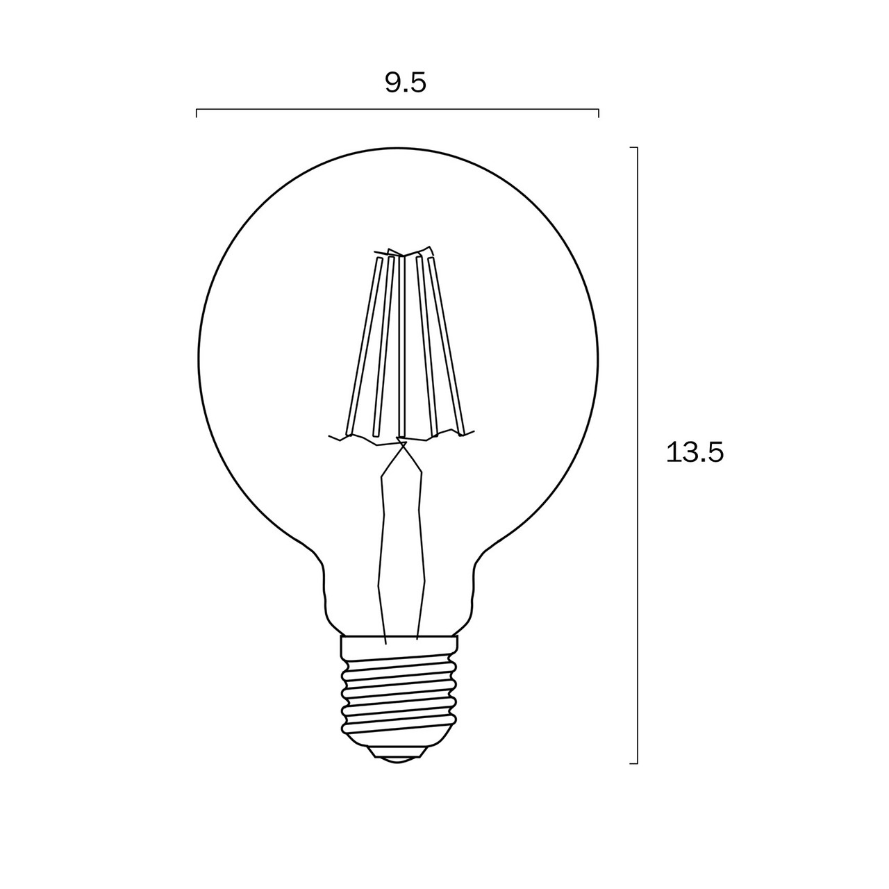 8W Round Clear Dimmable Warm White E27 G95 LED Bulb
