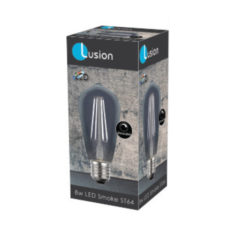 8W Straight Tubular Smoke Grey Warm White E27 ST64 LED Bulb