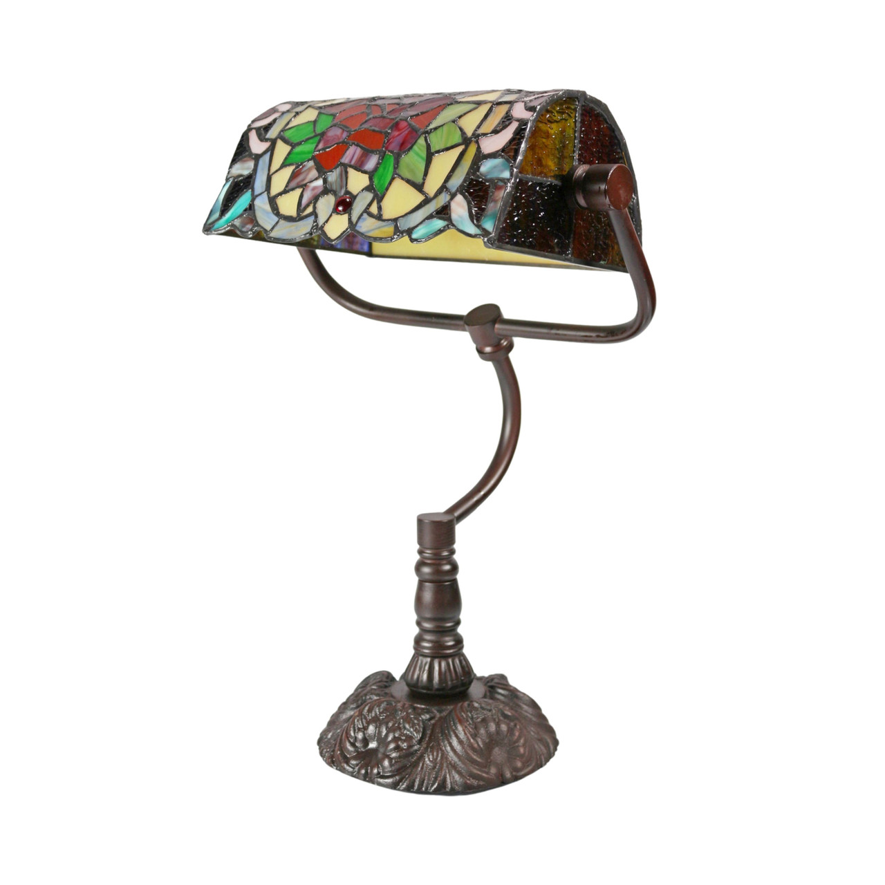 Red Camelia Tiffany Bankers Lamp