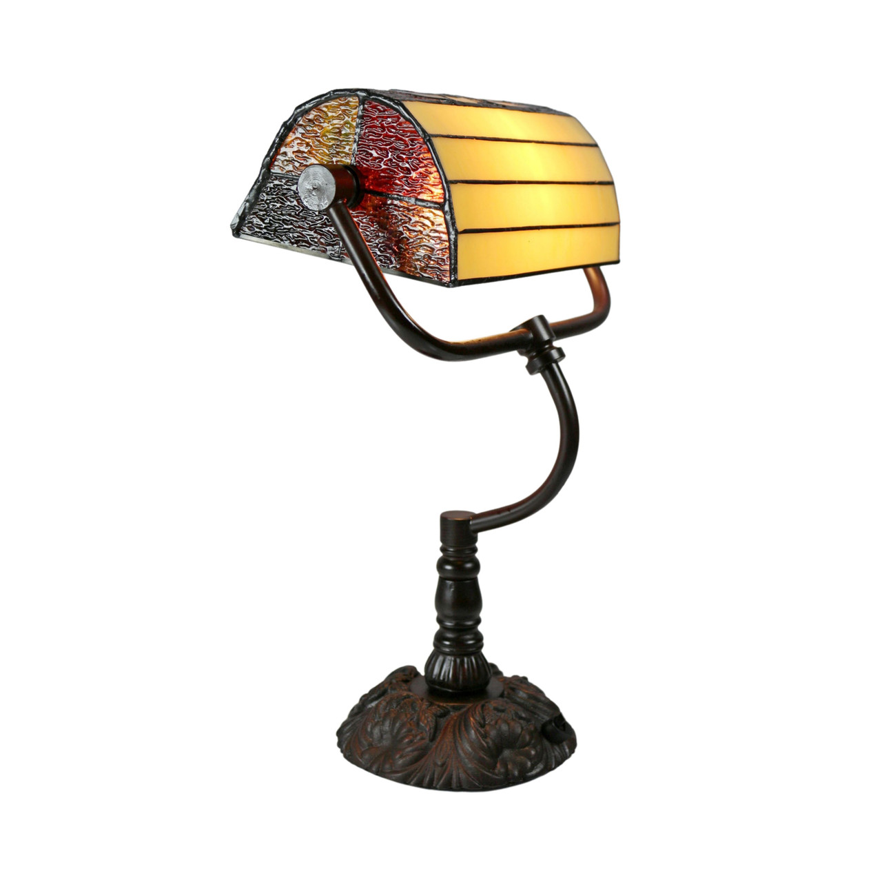 Red Camelia Tiffany Bankers Lamp