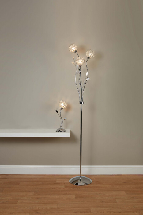 Elegant Chrome Crystal Flower Floor Lamp