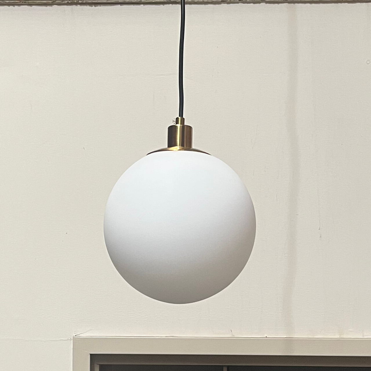 Selena Round Opal Glass Pendant Light - Brass