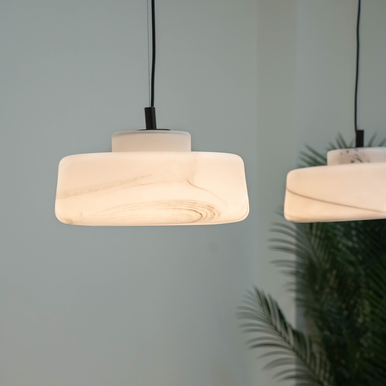 Fragile Marble Glass Wide Pendant Light - Zest Lighting