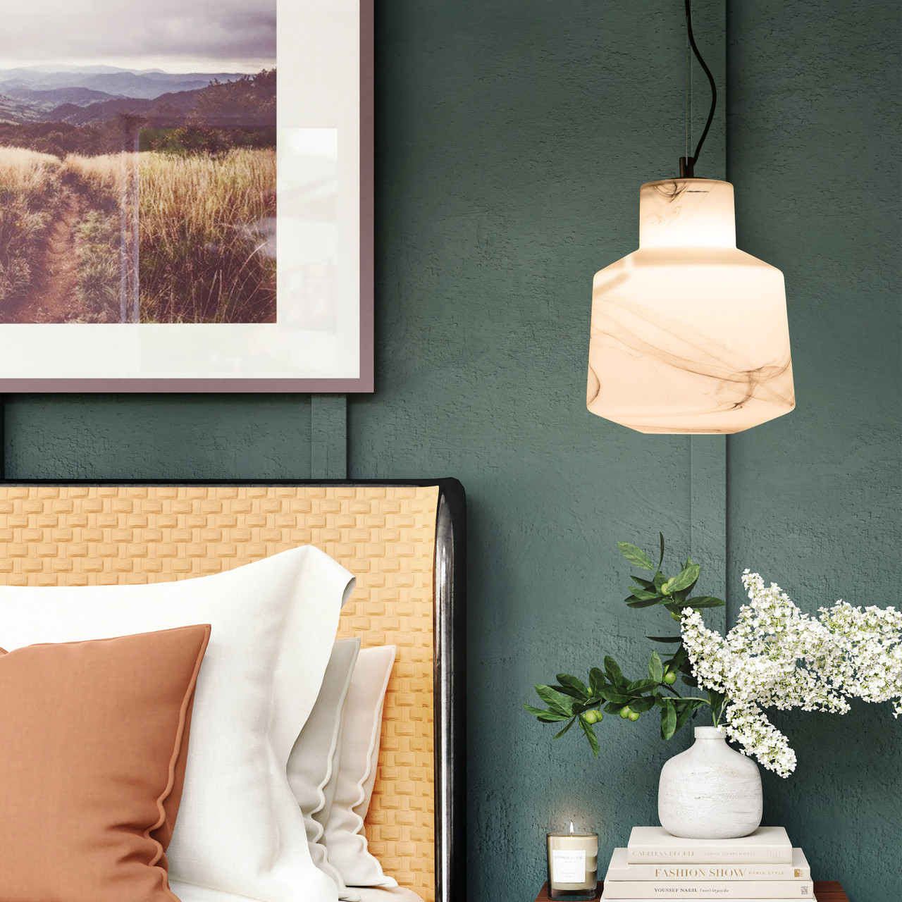 Fragile Marble Glass Narrow Pendant Light - Zest Lighting