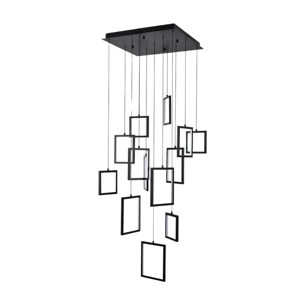 Dahli 13 Light Black Square LED Cluster Pendant - Zest Lighting