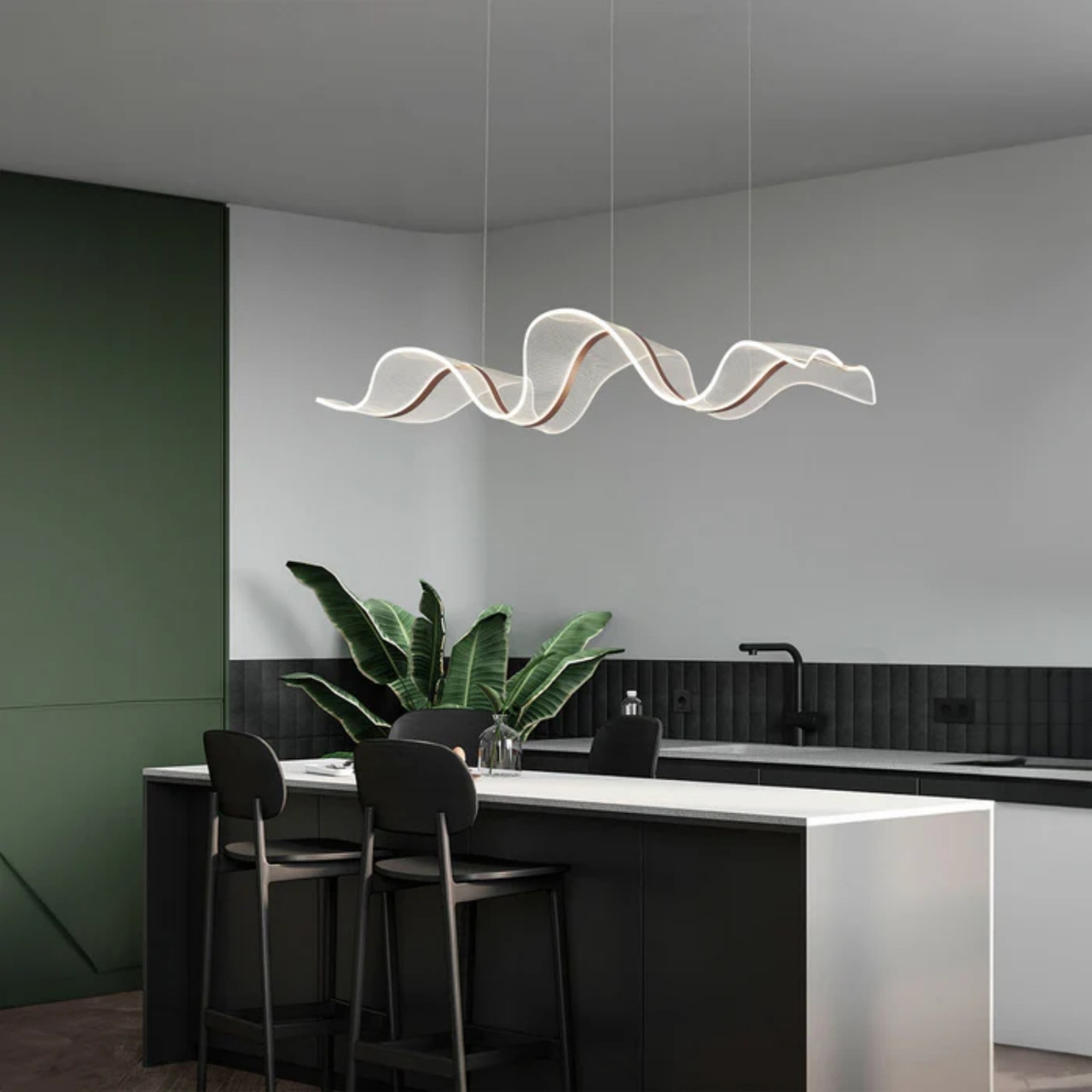 Golden Wave LED Pendant Chandelier - Zest Lighting