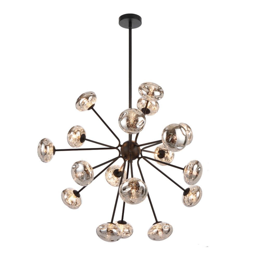 Varlin 18 Light Matt Black Mirror Glass Sputnik Chandelier - Zest Lighting