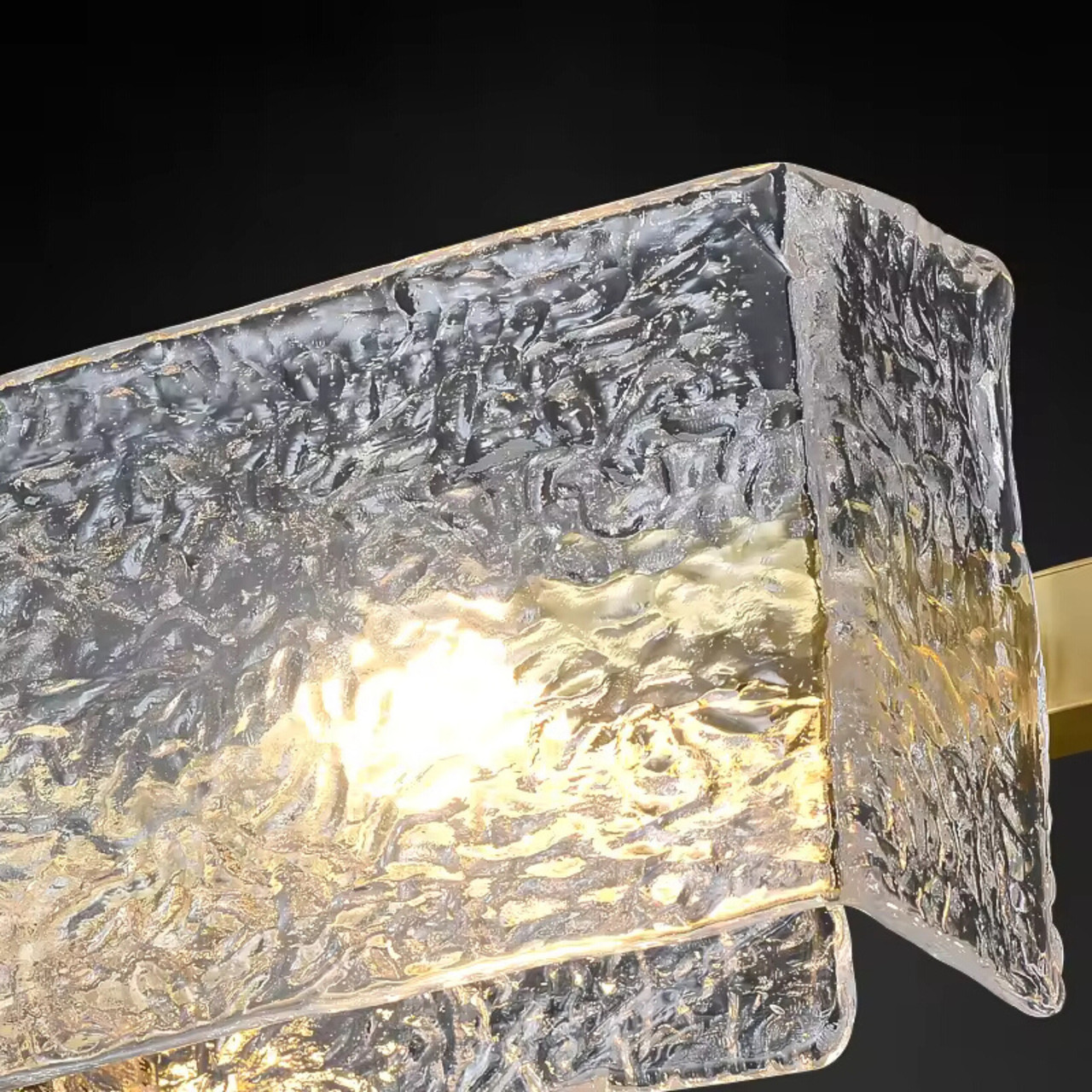 Eleanor 8 Light Linear Brass Textured Glass Chandelier - Zest Lighting