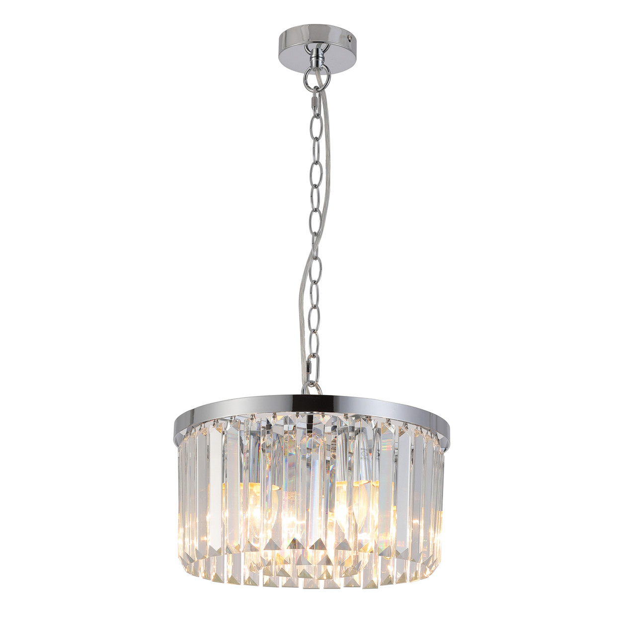 Dor Chrome Crystal Drum Pendant Light - Zest Lighting