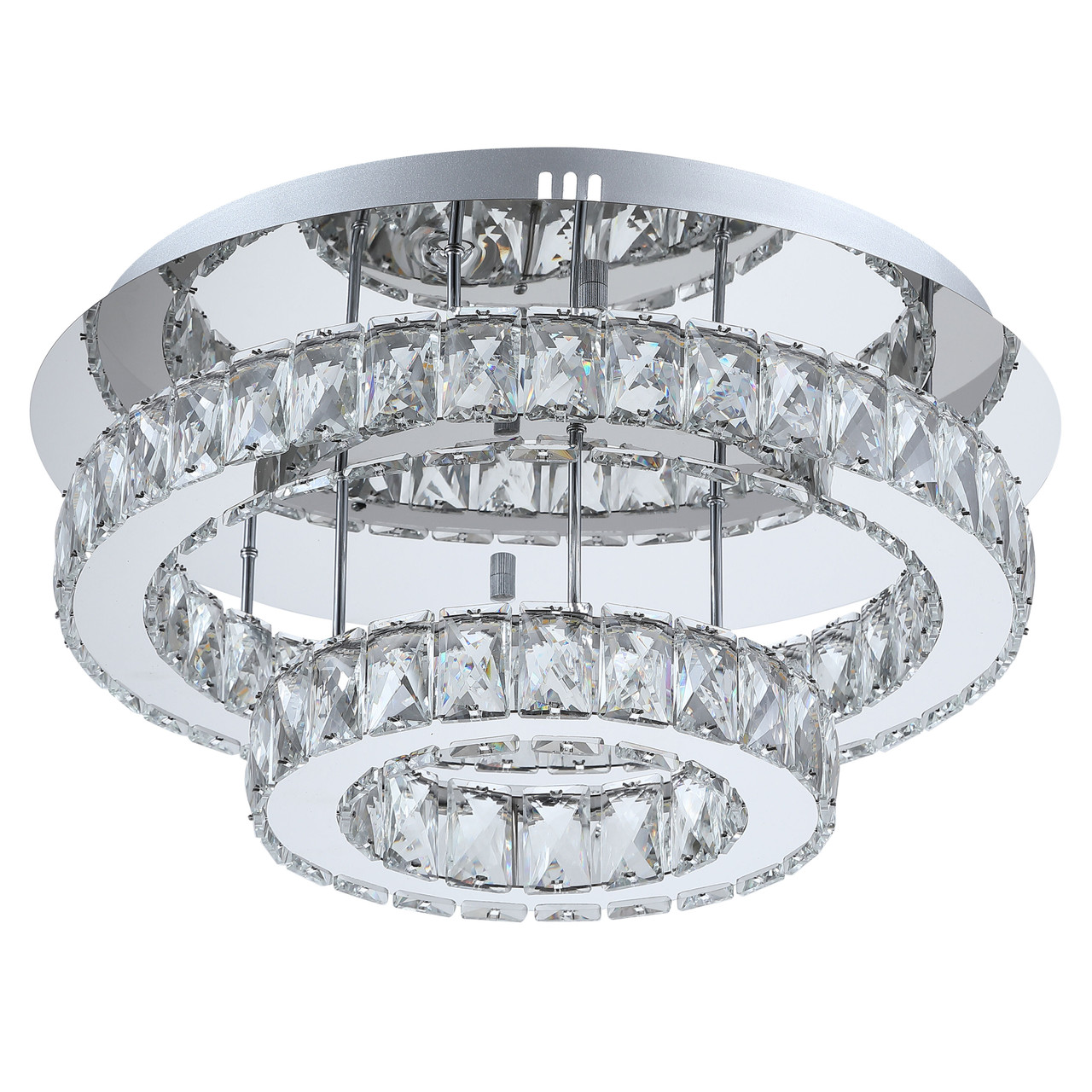 DR Three-Tiered Chrome Crystal Tricolour LED Ceiling Light - Zest Lighting
