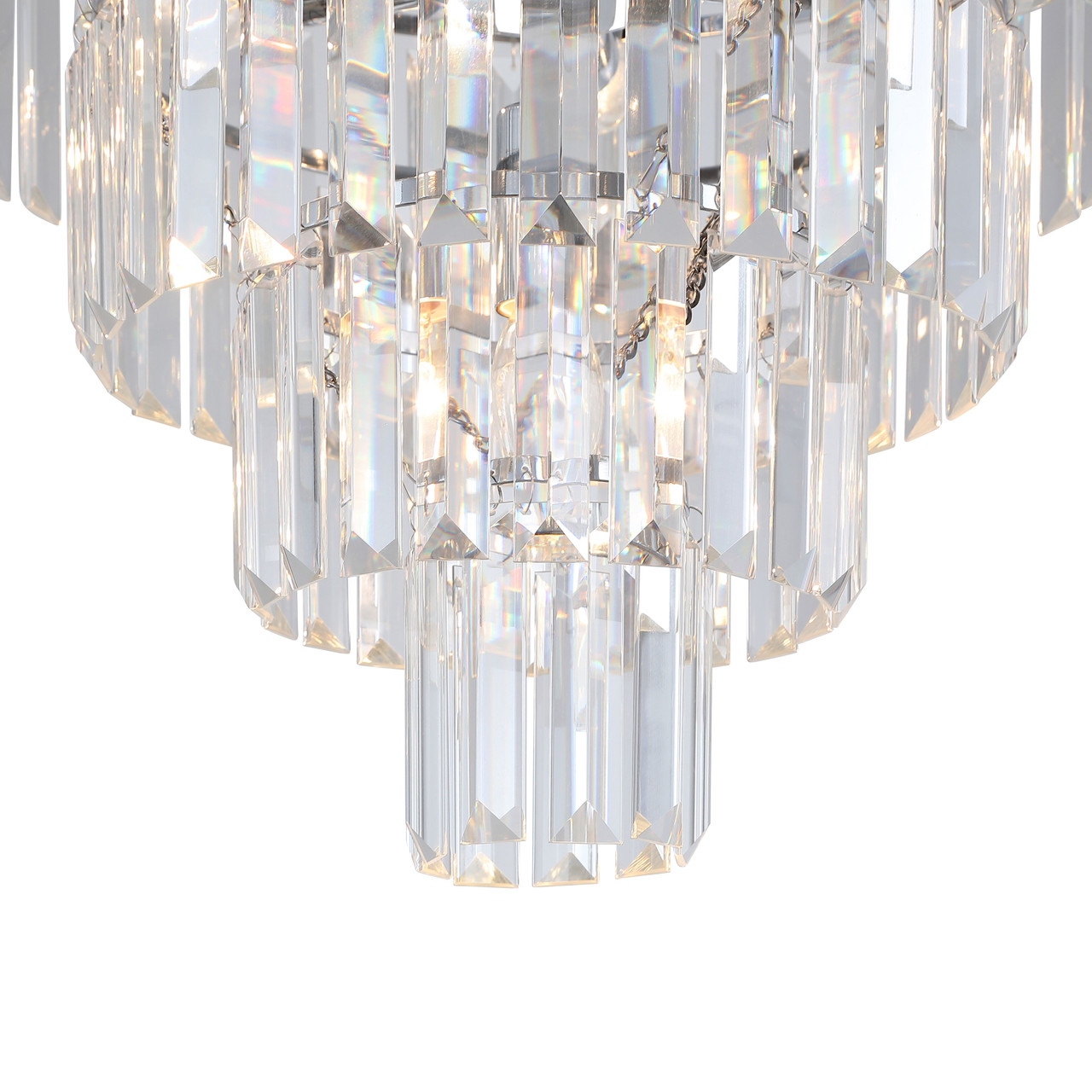 Four Drop Chrome Clear Crystal Close to Ceiling Light - Zest Lighting