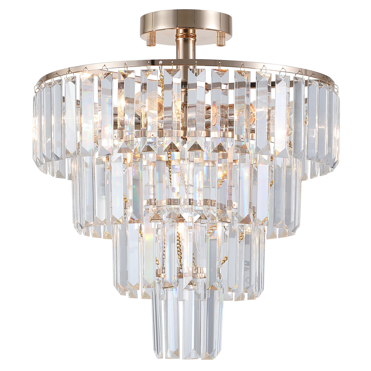 Four Drop Gold Clear Crystal Close to Ceiling Light - Zest Lighting