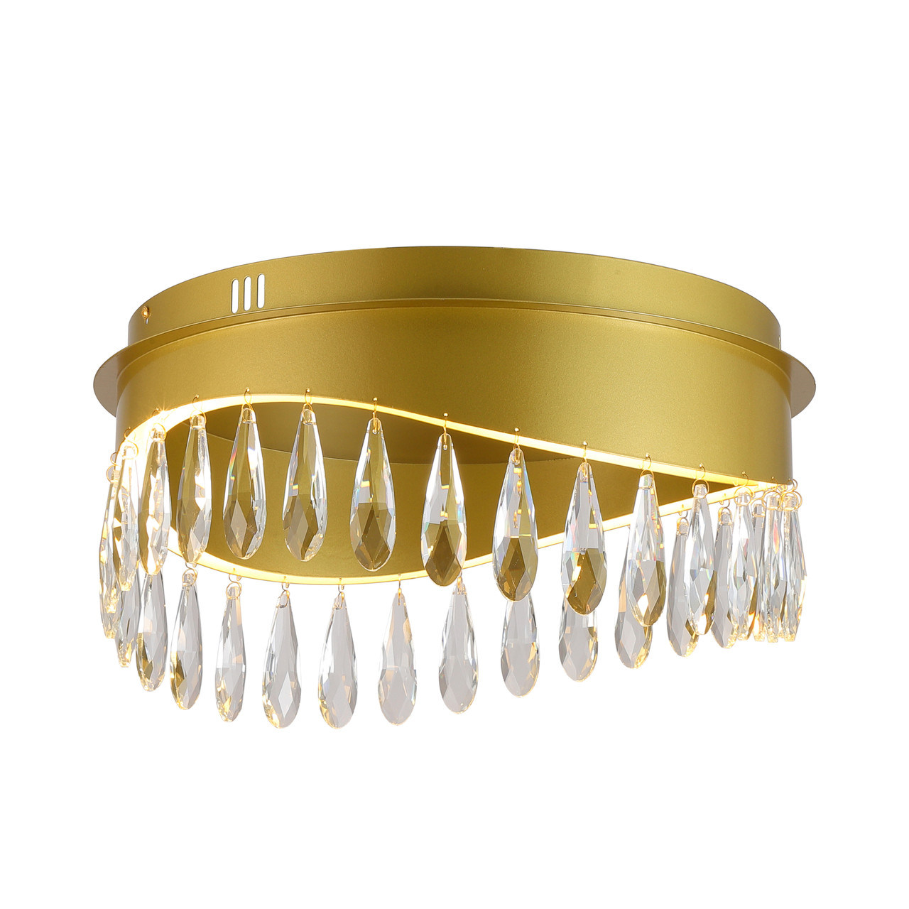 Lux Teardrop Crystal Golden Round Ceiling Light - Zest Lighting