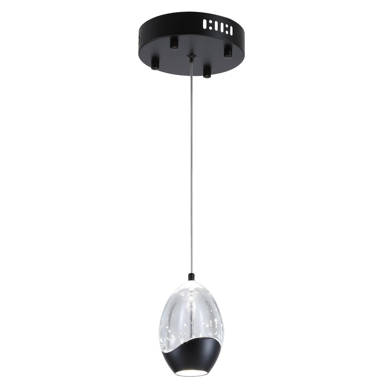 Tear Black Clear Glass Tricolour LED Oval Pendant Light - Zest Lighting