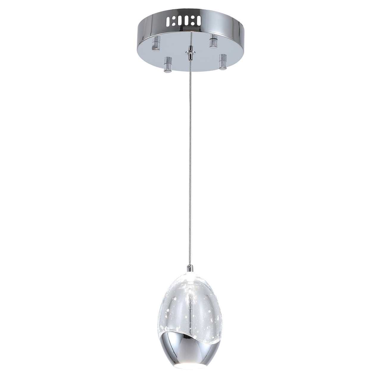 Tear Chrome Clear Glass Tricolour LED Oval Pendant Light - Zest Lighting