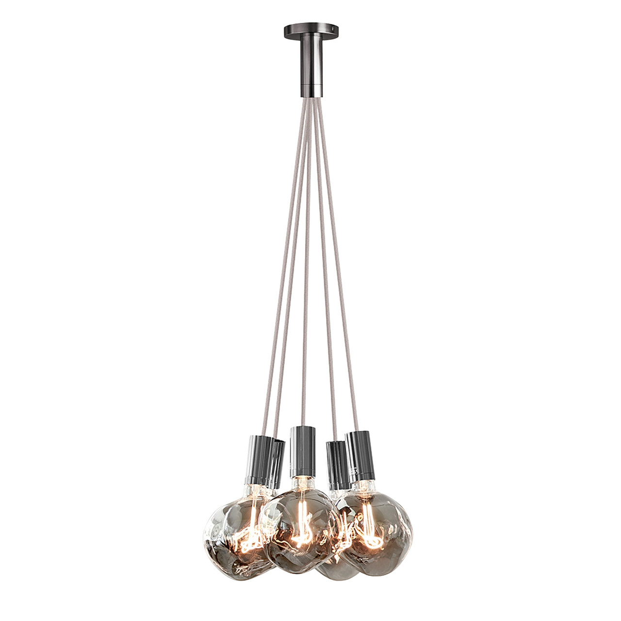 Opus Chrome Aluminium Beige Textile Chandelier - Zest Lighting