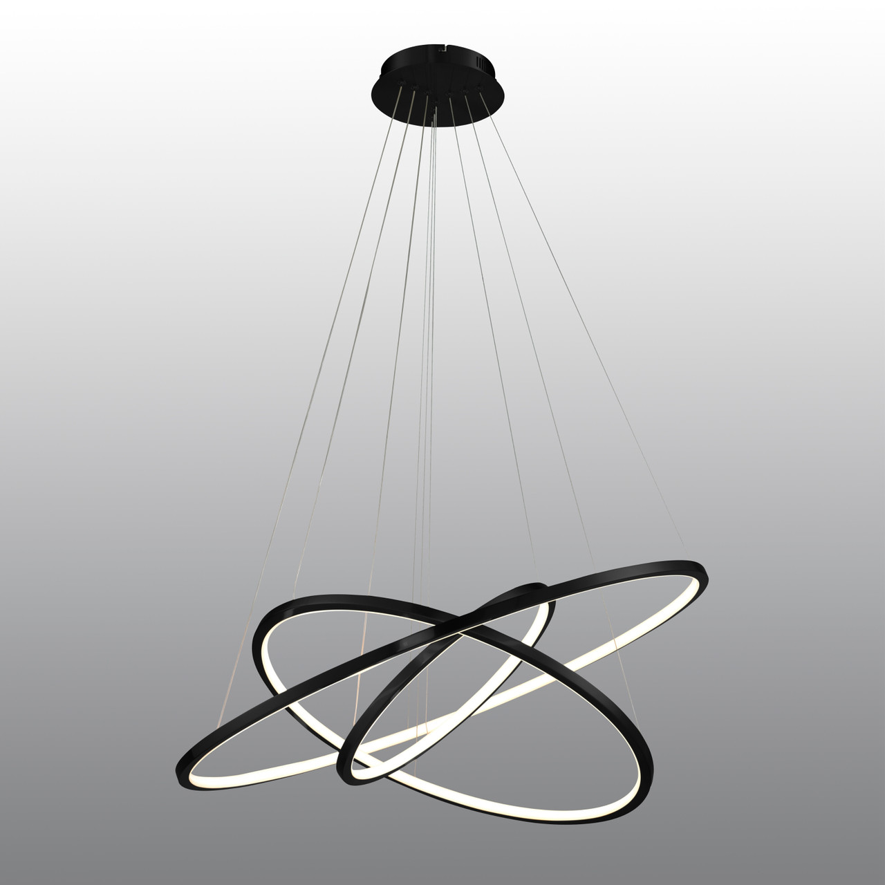 Black Ring Triple Light Core LED Chandelier (RING-3-BR)