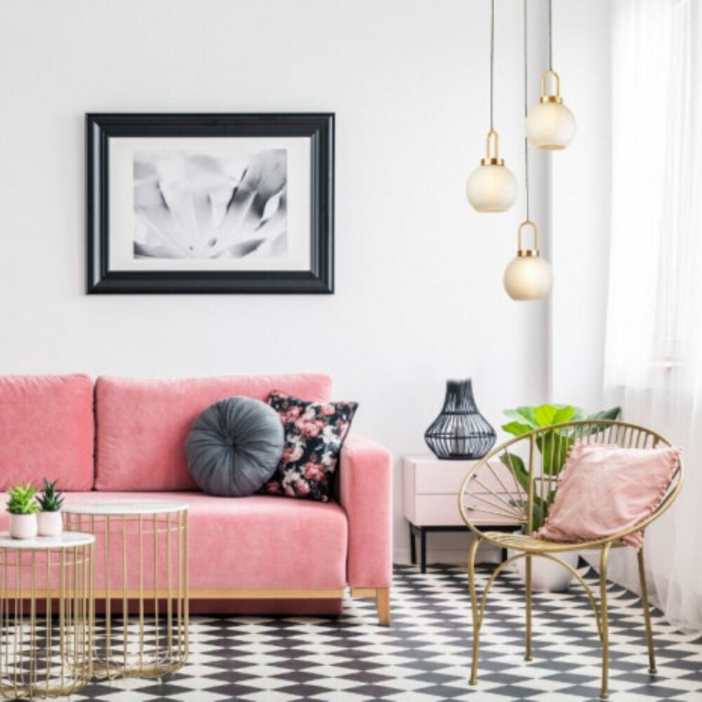 Ellie Acid Glass Brass Cluster Pendant Light - Zest Lighting