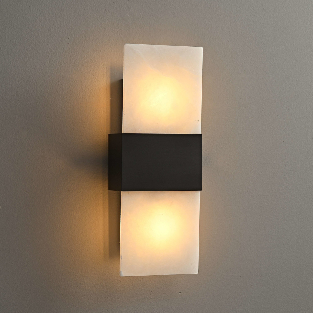Adonis Rectangular Black Marble Alabaster LED Wall Light - Zest Lighting