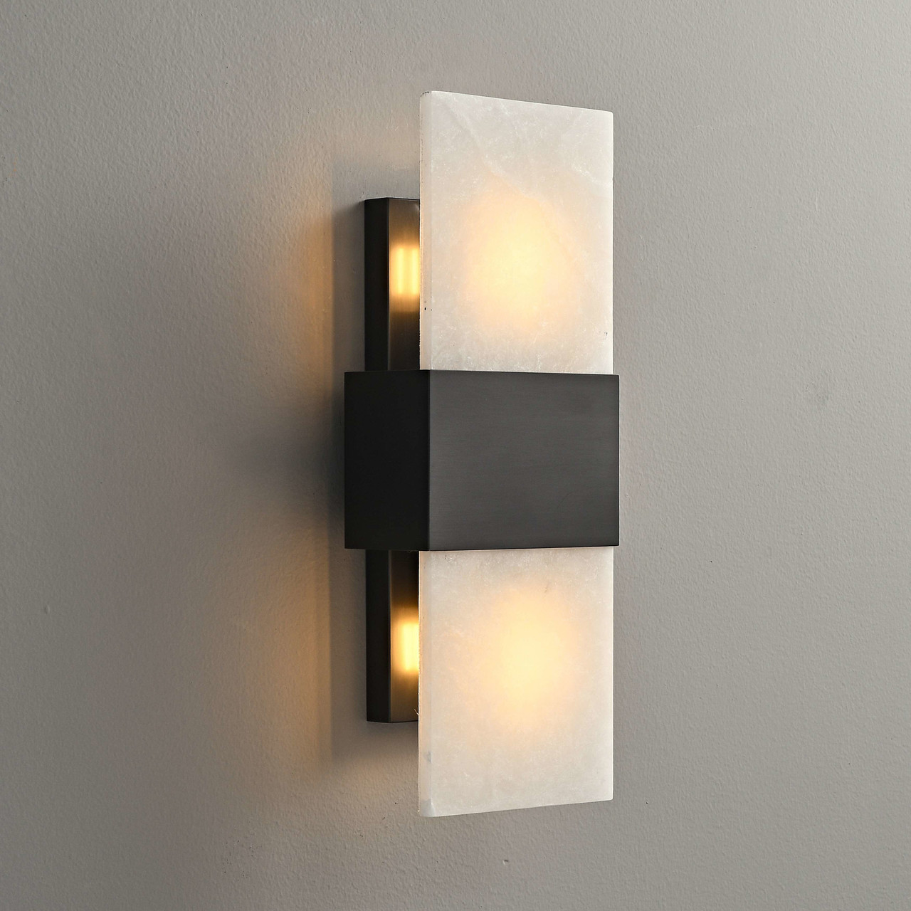 Adonis Rectangular Black Marble Alabaster LED Wall Light - Zest Lighting