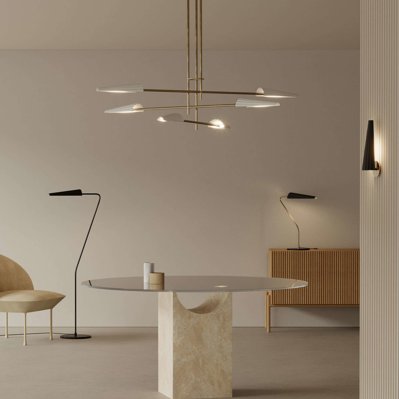 Bion Black Corrugated Steel Gold Wall Light - Zest Lighting