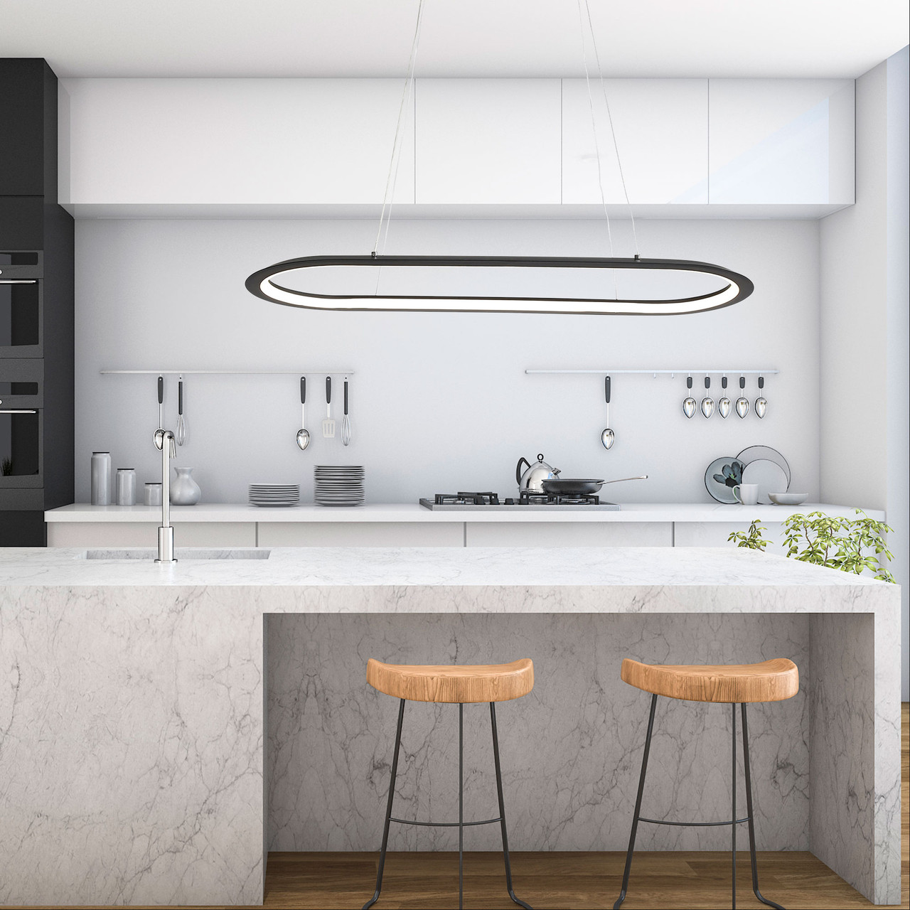 Emerine Black Oval CTS LED Pendant Light - Zest Lighting