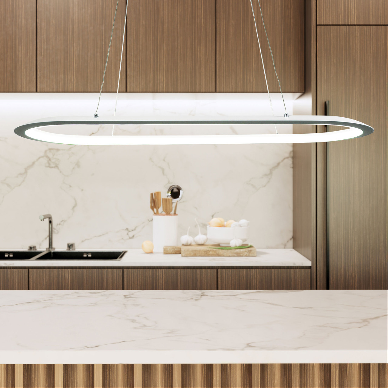 Emerine White Oval CTS LED Pendant Light - Zest Lighting