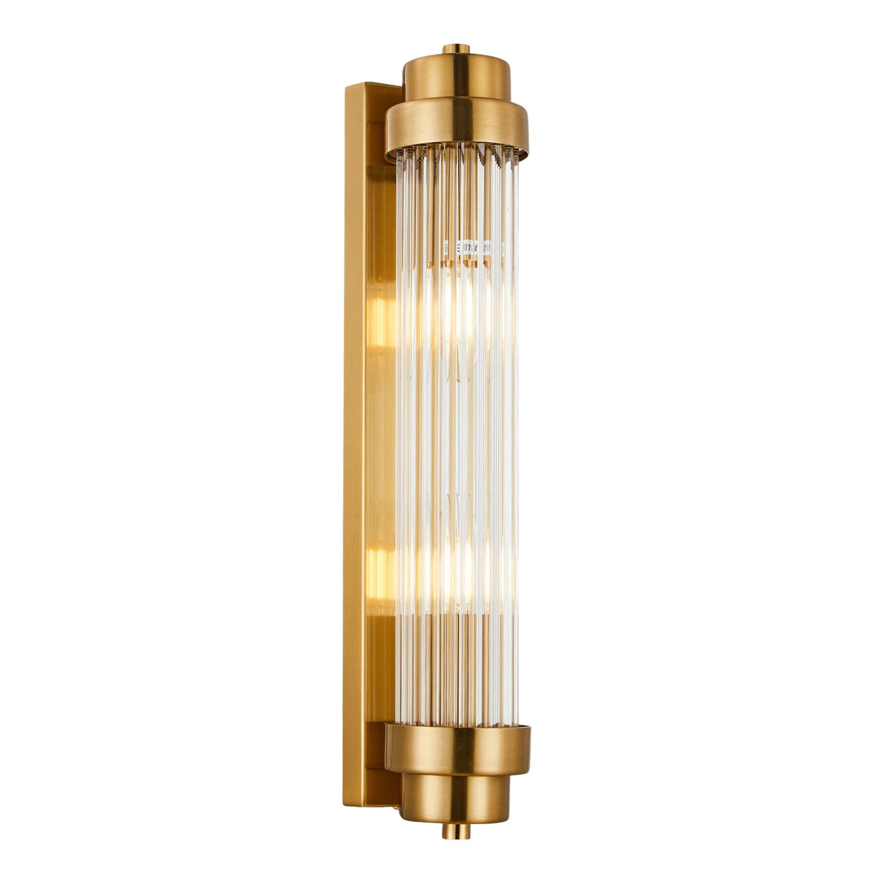 Avion Antique Brass Clear Rod Glass Up and Down Wall Light - Zest Lighting