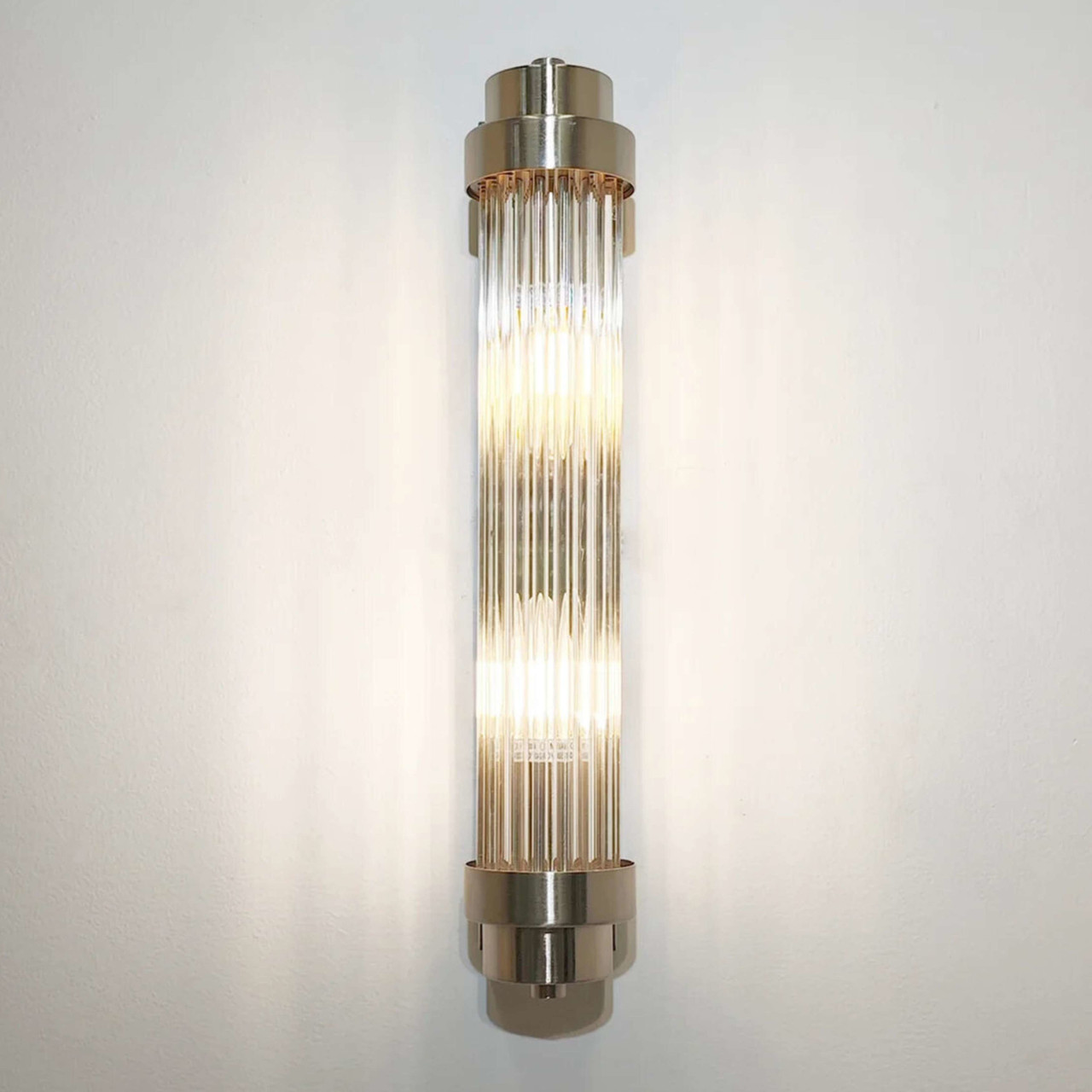 Avion Satin Chrome Clear Rod Glass Up and Down Wall Light - Zest Lighting