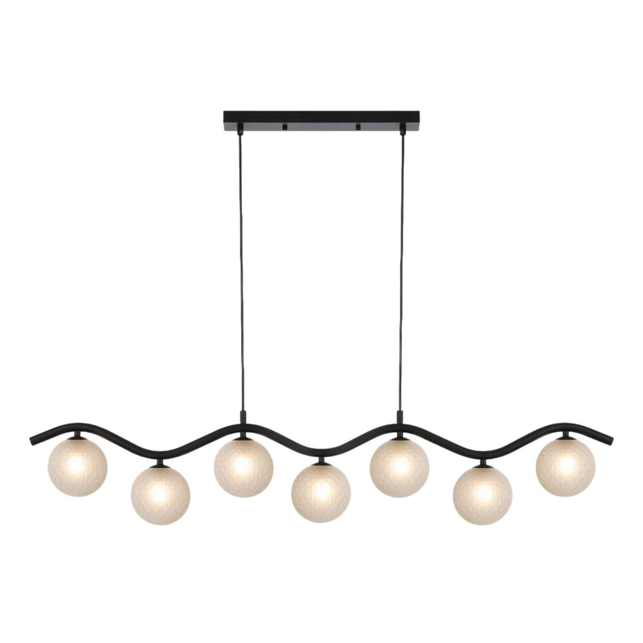 Osman 7 Light Diamond Cut Frosted Glass Black Pendant - Zest Lighting