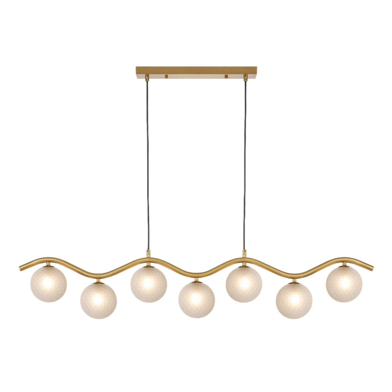 Osman 7 Light Diamond Cut Frosted Glass Gold Pendant - Zest Lighting