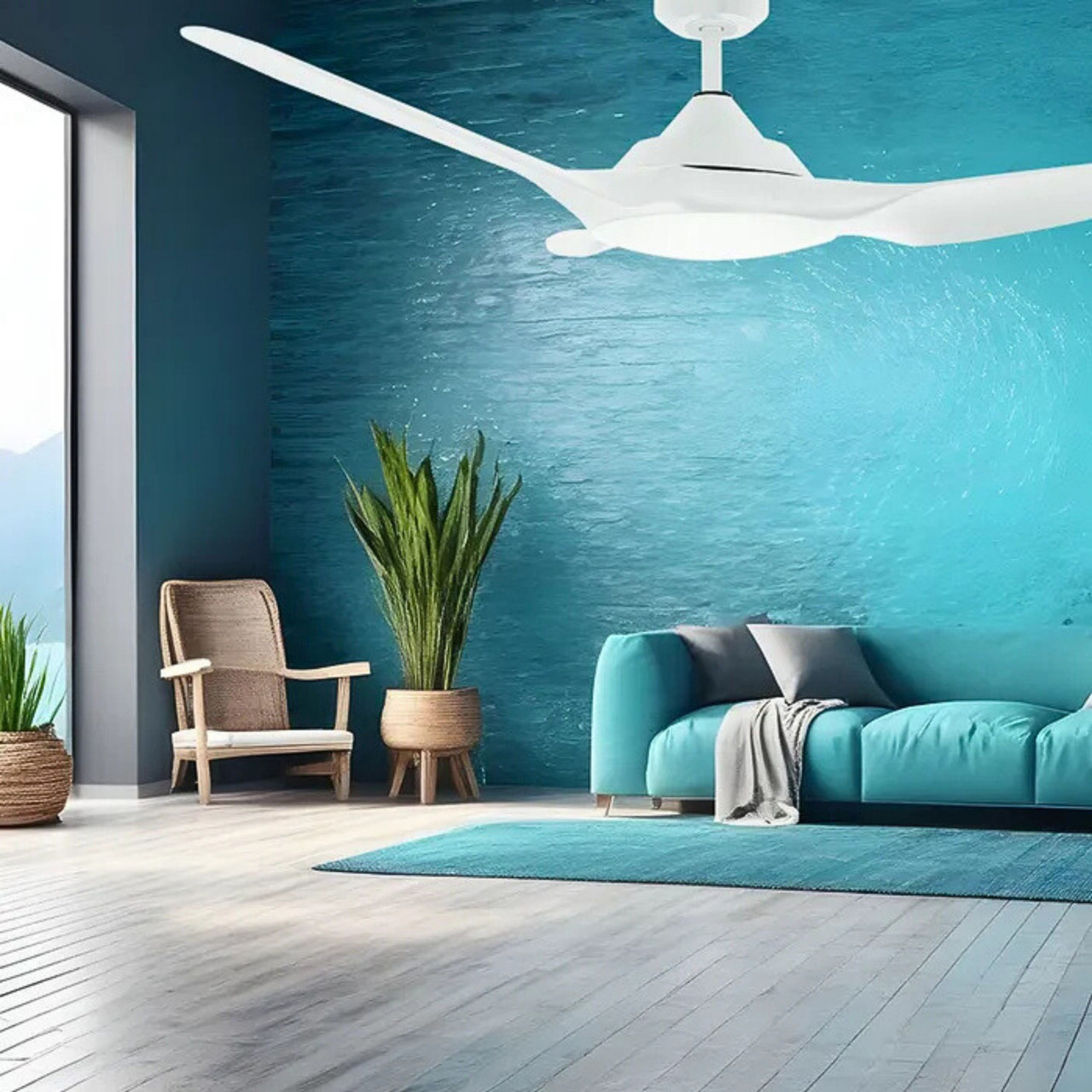Raven RWS 64" Smart DC Ceiling Fan - White - Zest Lighting