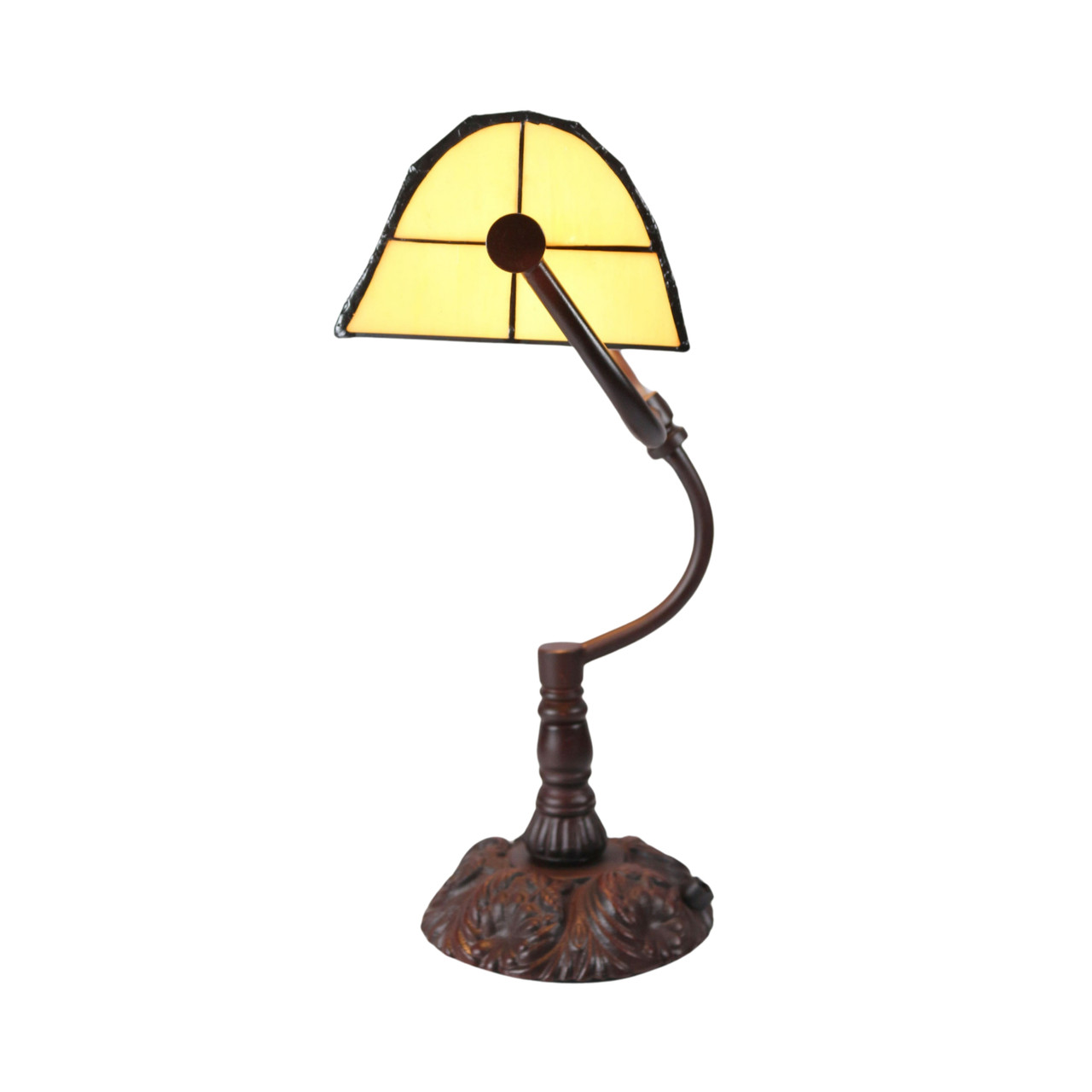 Red Tulip Tiffany Bankers Lamp - Zest Lighting