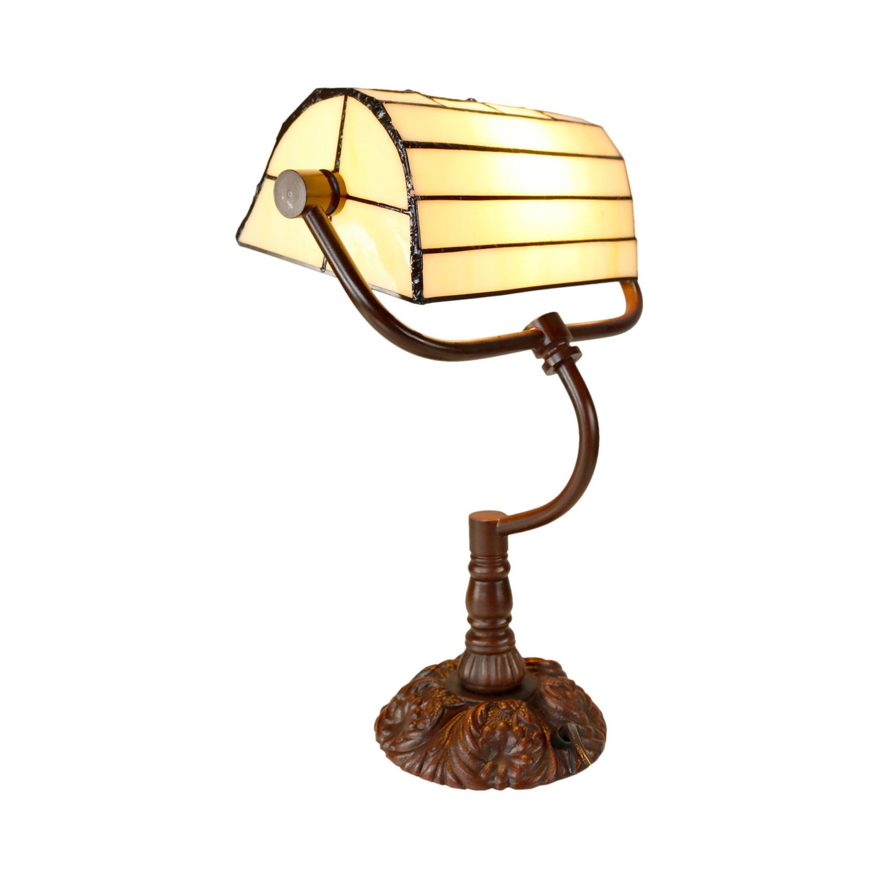 Red Tulip Tiffany Bankers Lamp - Zest Lighting