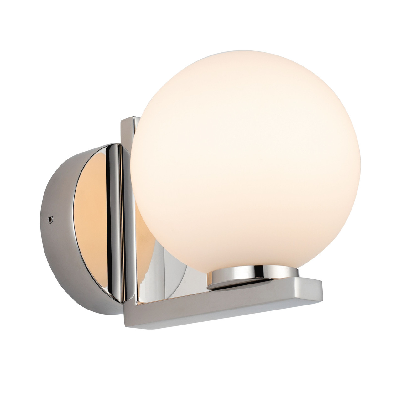 Elin IP44 Matt Opal Glass Chrome Metal Wall Light - Zest Lighting
