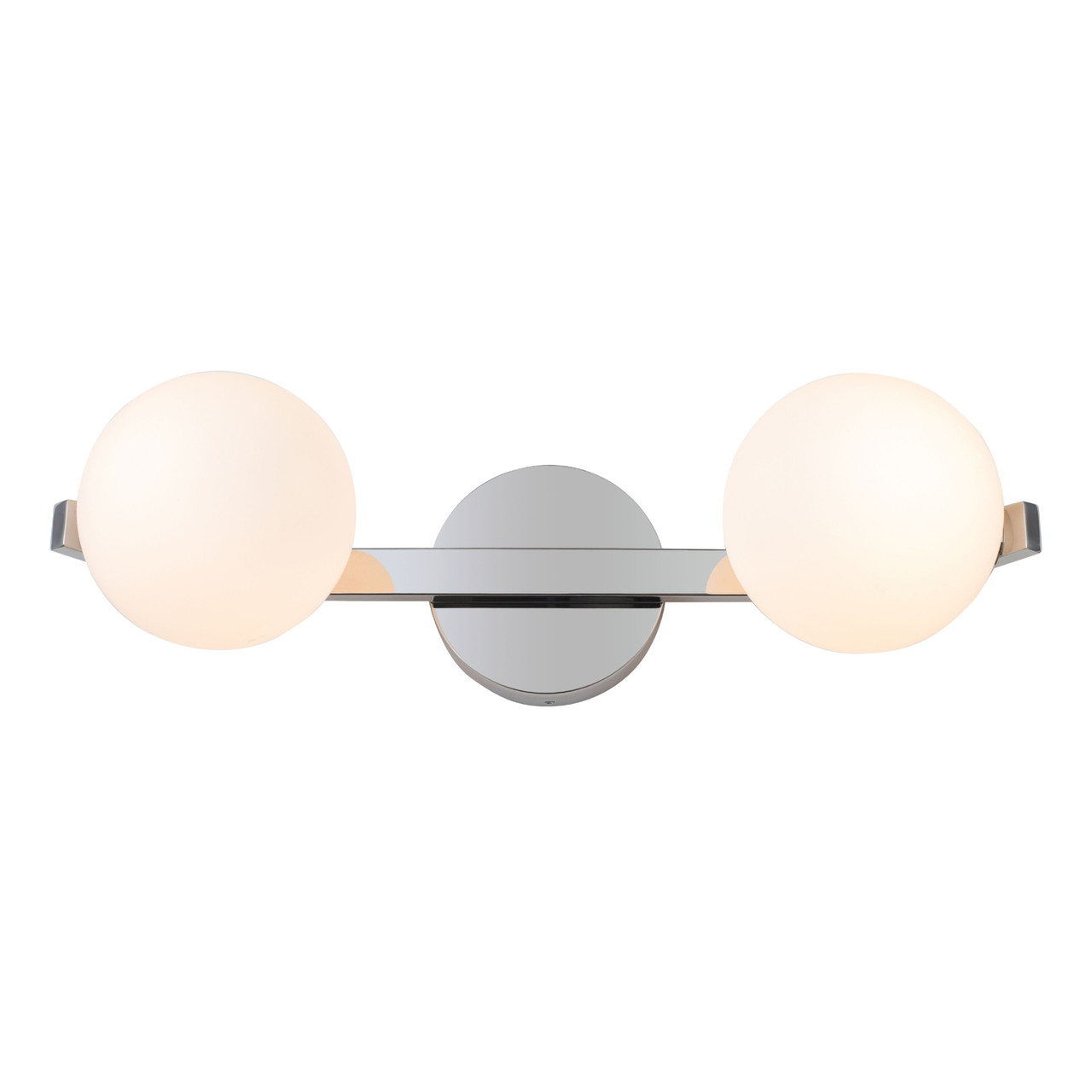 Rayna IP44 Matt Opal Glass Chrome Twin Wall Light - Zest Lighting