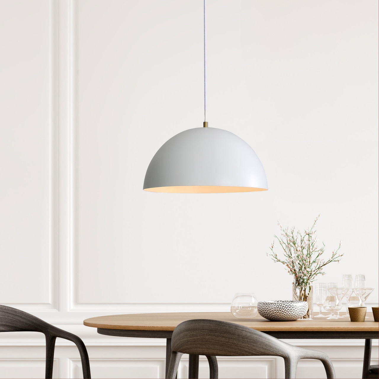 Lugano White Dome Modern Pendant Light - Zest Lighting
