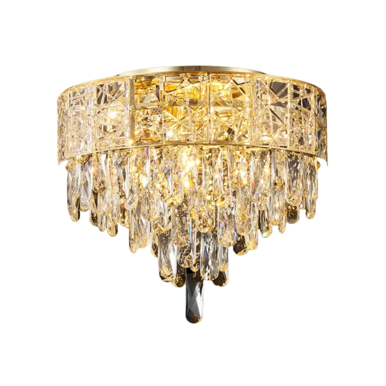 Flynn Crystal Gold Close to Ceiling Light - Zest Lighting