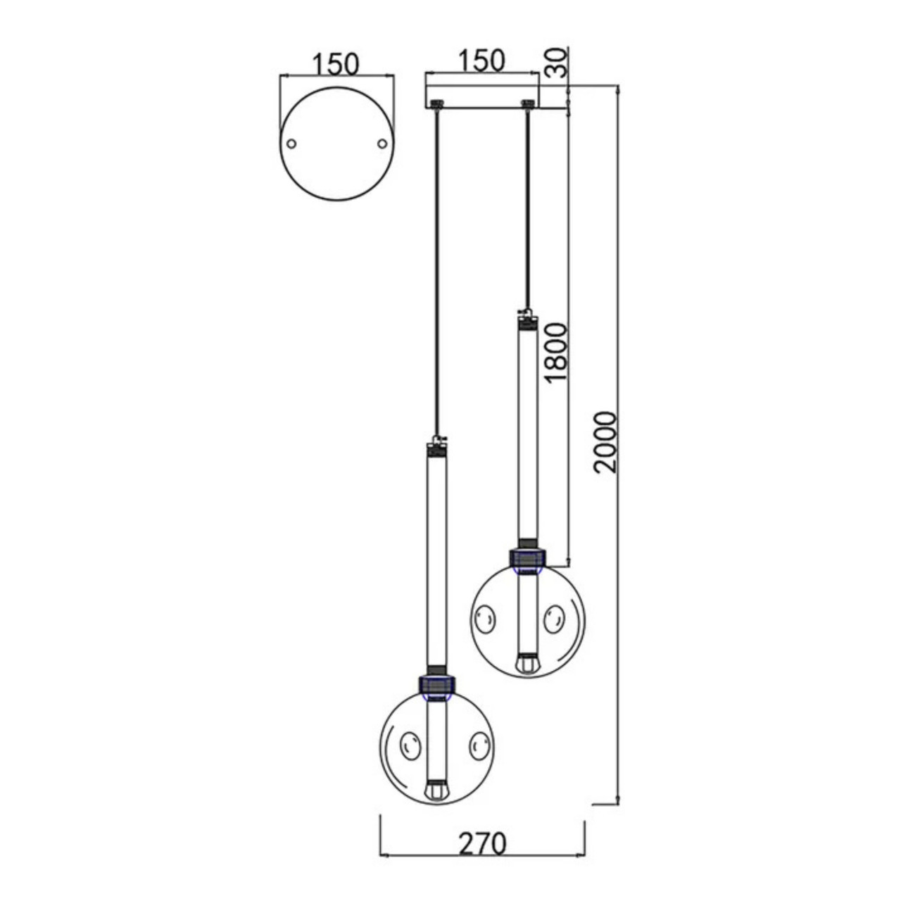Meteor 2 Glass Orb Cluster Pendant Light - Zest Lighting