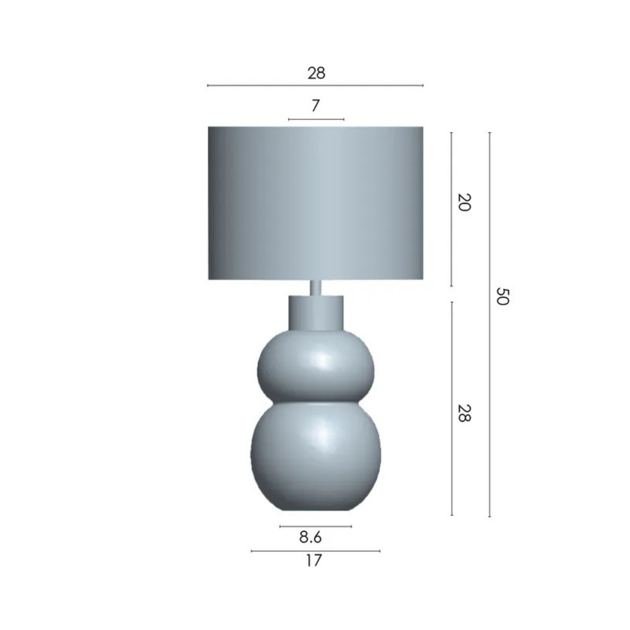 Mosh Off White Rounded Rib Drum Shade Table Lamp - Zest Lighting